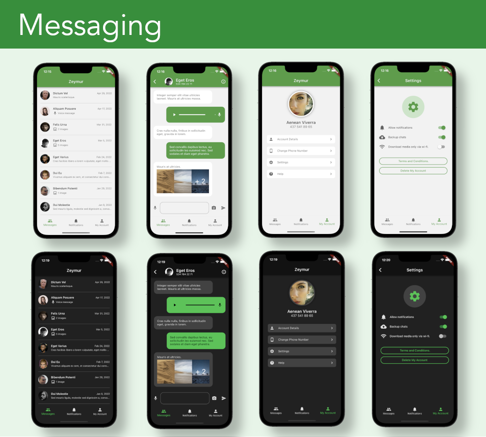 Messaging App UI Template for Flutter by Zeymur on Dribbble