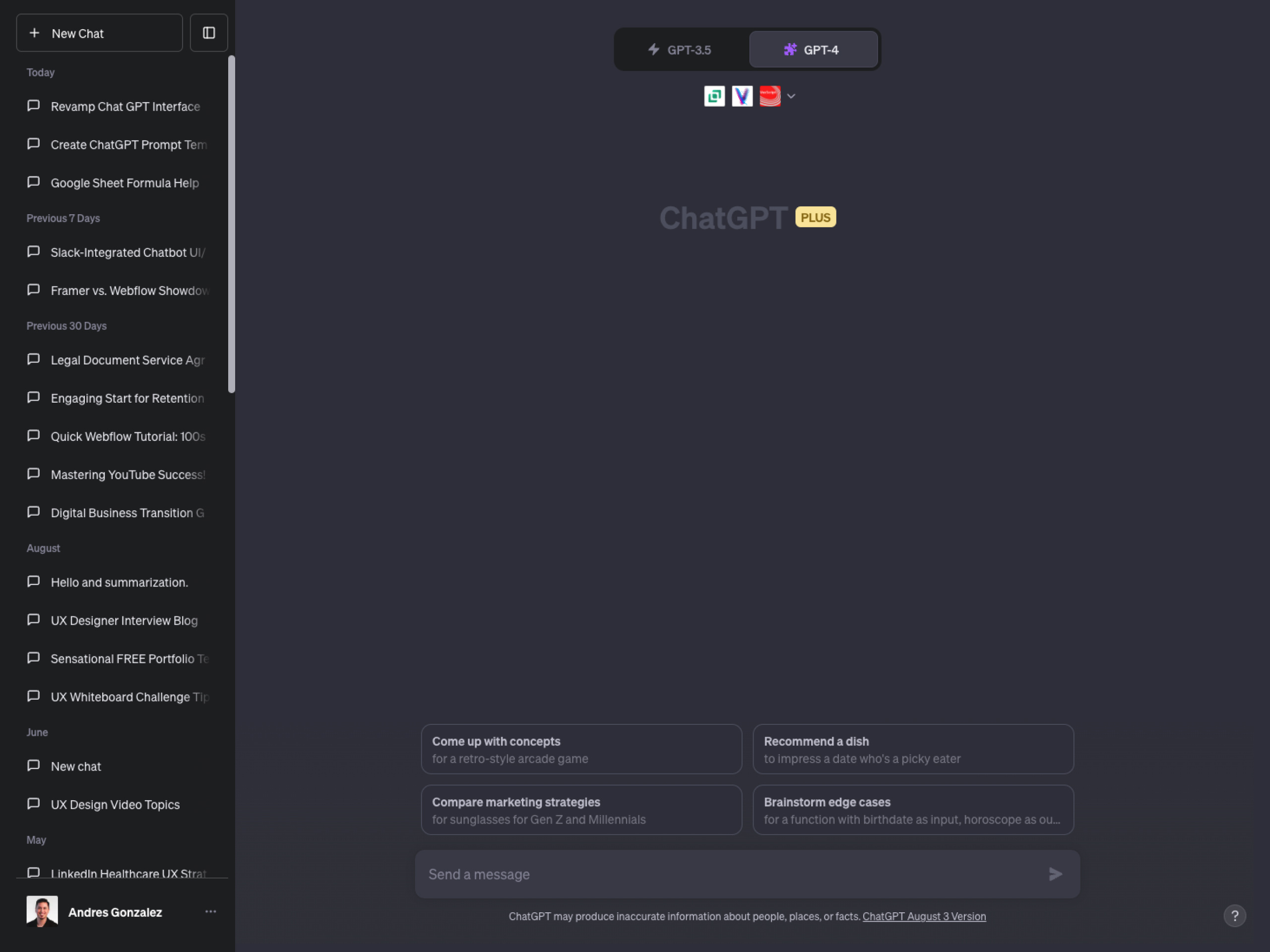 Chat GPT Redesign: Side Menu UI by Andres Gonzalez on Dribbble