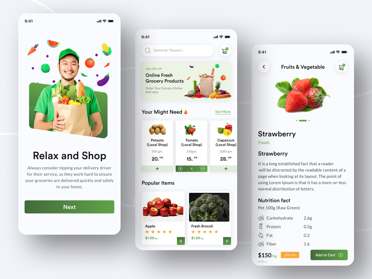 Grocery Delivery Mobile App UI Design by UI/UX Magician on Dribbble