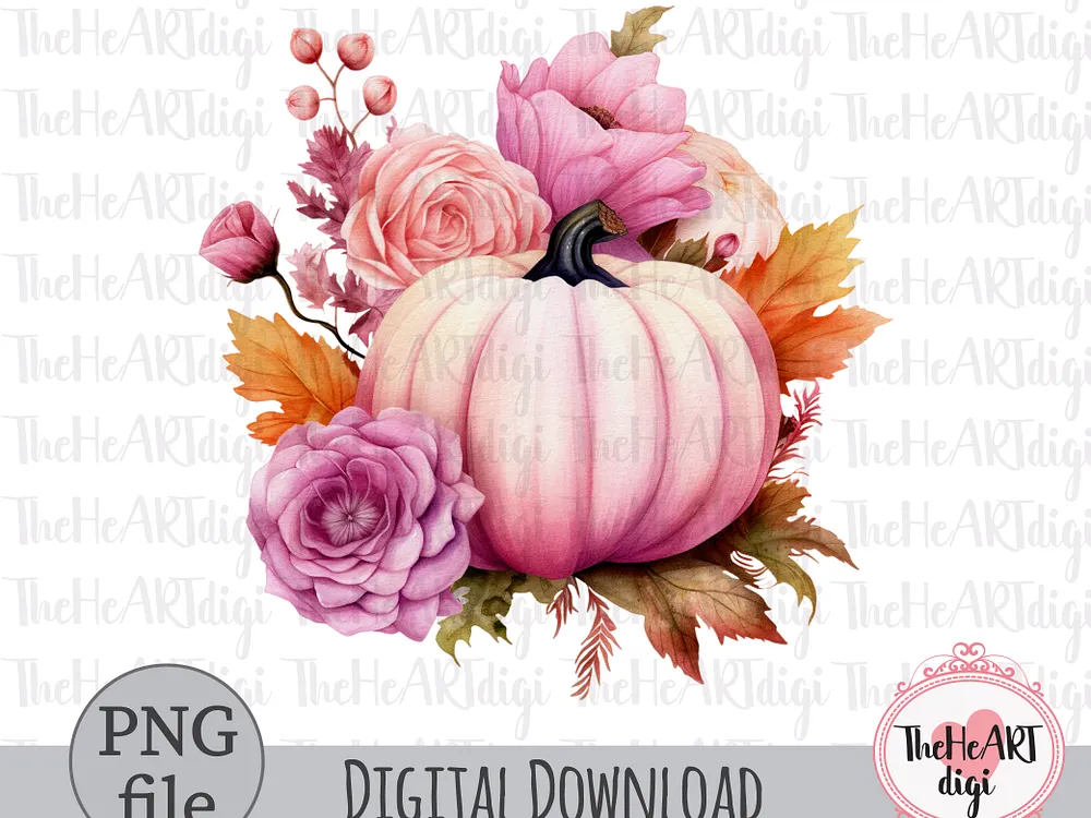 Watercolor Floral Pumpkin designs, themes, templates and downloadable ...