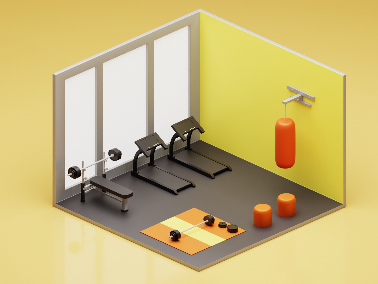 Equipment gym room - 3D isometric room by Raffa-el Bintang for Kotte ...