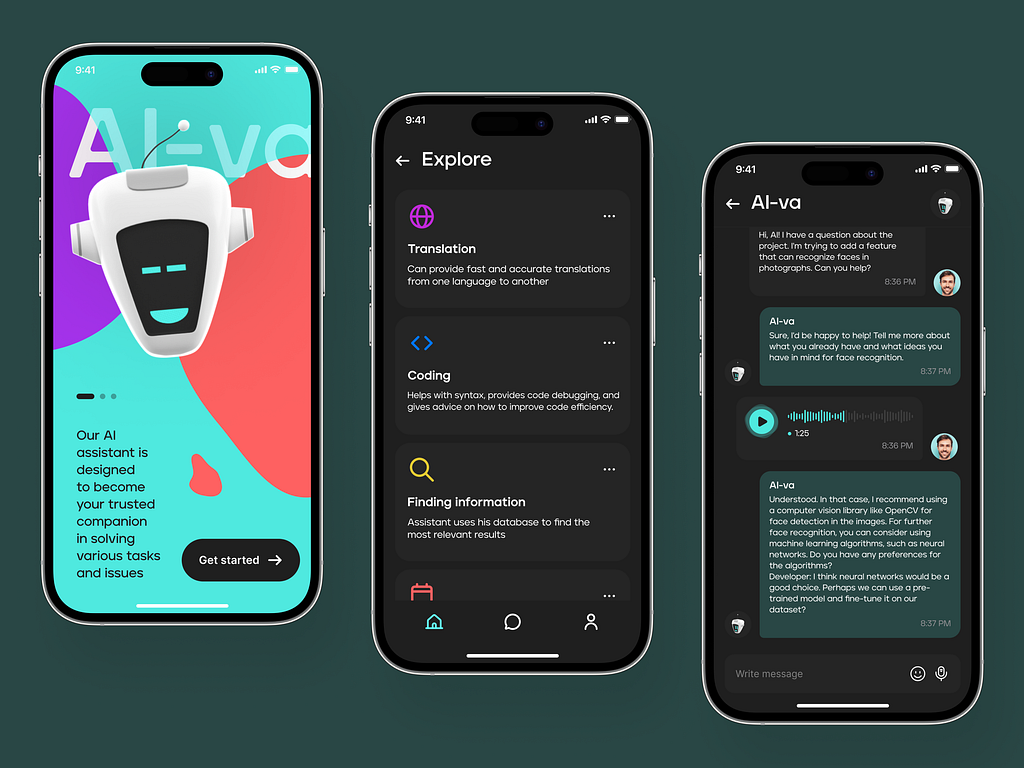 Chat Bot Mobile App UI by Ronas IT | UI/UX Team on Dribbble