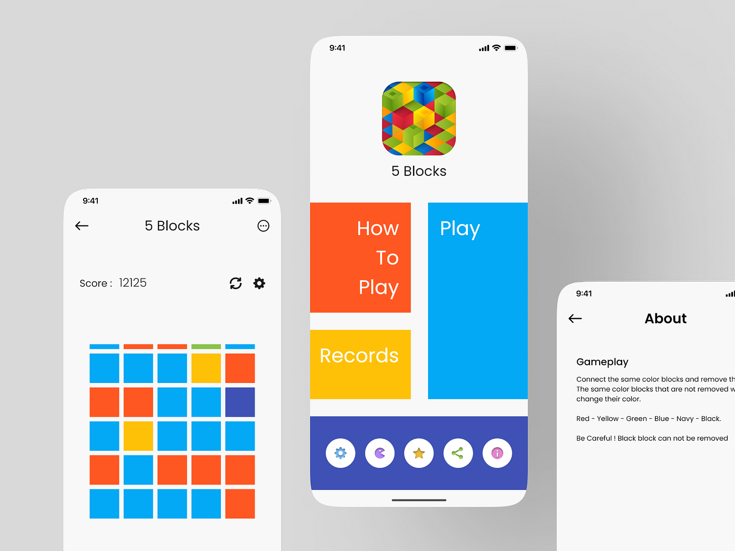 5 Blocks - Connect Same Colors Game App Ui Design by Ayush Mendpara on ...