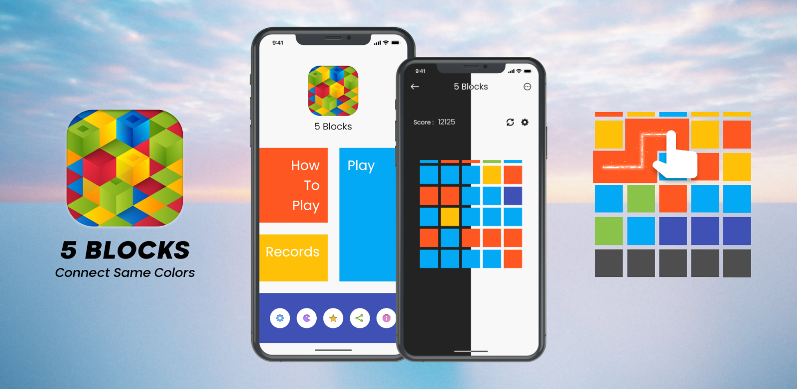 5 Blocks - Connect Same Colors Game App Ui Design by ReDesign Solution ...