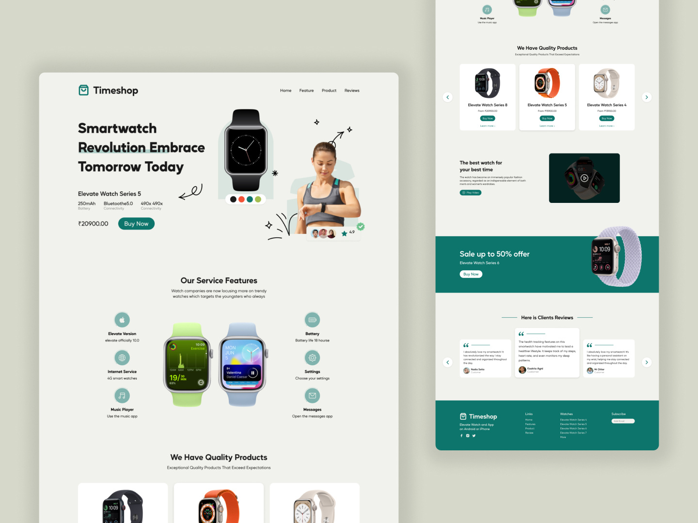 Smart Watch Website Landing Page by Pixera on Dribbble