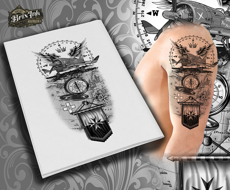 I will draw authentic custom tattoo design and tattoo sleeve art by ...