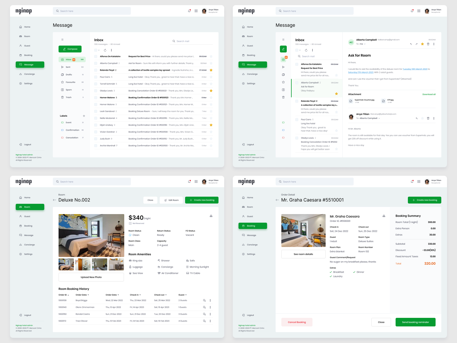 Nginap - Hotel Management Admin Dashboard by Rian Darma for Pixelz on ...