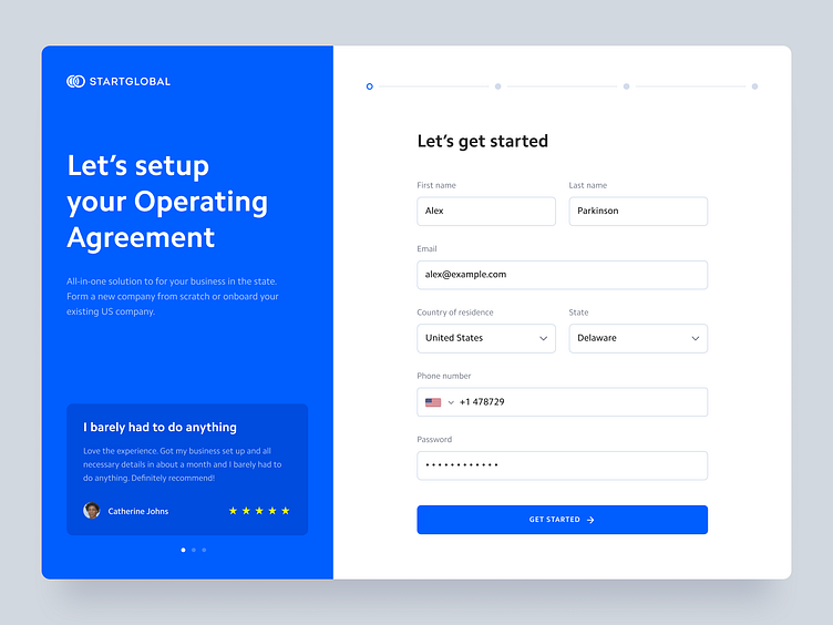 Operating Agreement Onboarding by Vishnu Prasad on Dribbble