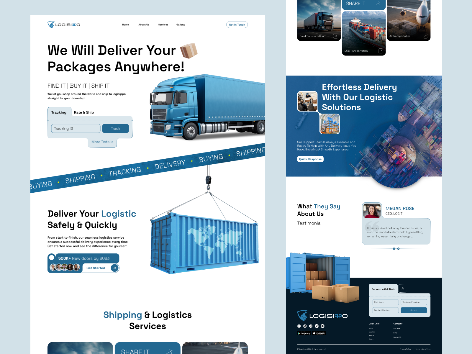 Logistic Landing Page Design 🚢 by aPurple on Dribbble