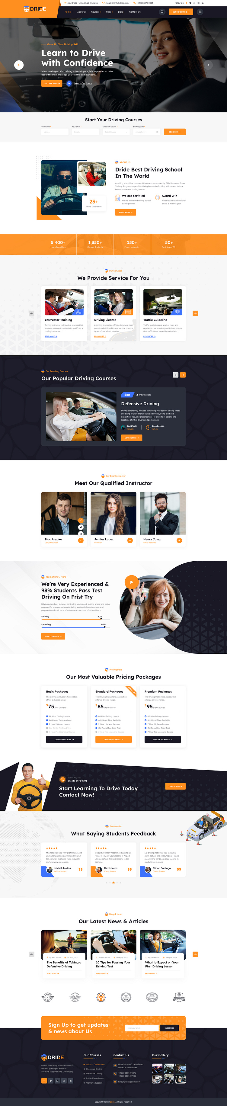Dride - Driving School & Courses Figma Template by Theme Holy on Dribbble