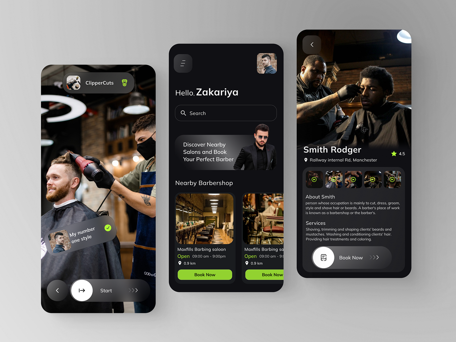 Barber App - Mobile app design by Zakariya Buhari on Dribbble