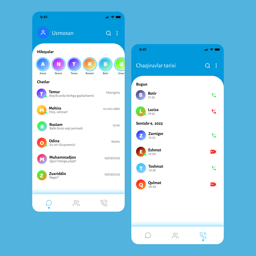 Messenger App UI Design by Usmoxan on Dribbble