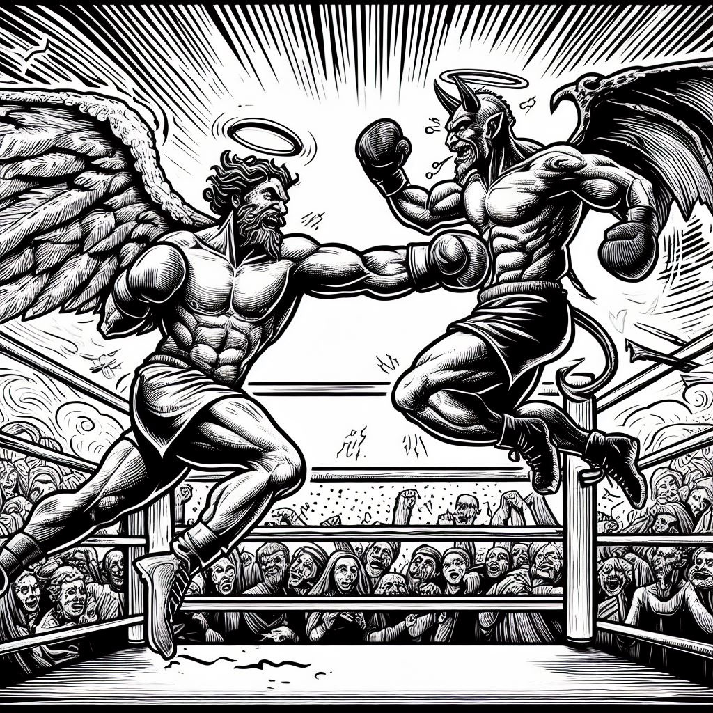 boxing god vs evil by Guillermo Gómez B on Dribbble