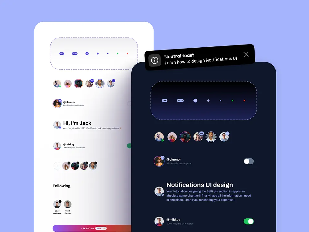 Notifications UI designs, themes, templates and downloadable graphic ...
