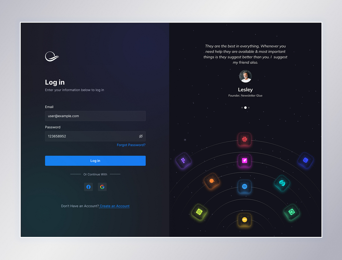 Login Screen (Saas) by Tushar vaghasiya on Dribbble