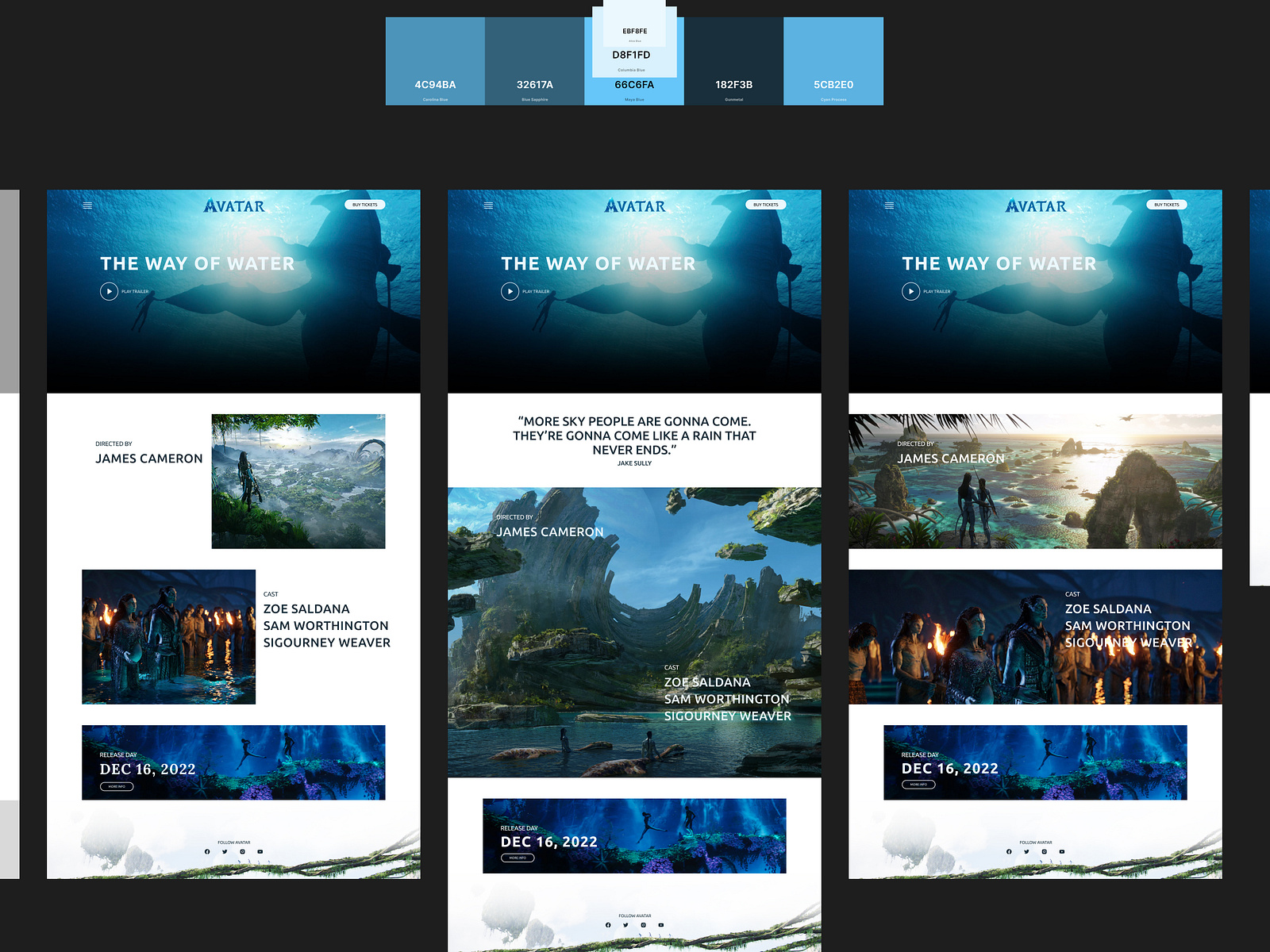 Avatar Movie landing page by Samir Man Shrestha on Dribbble