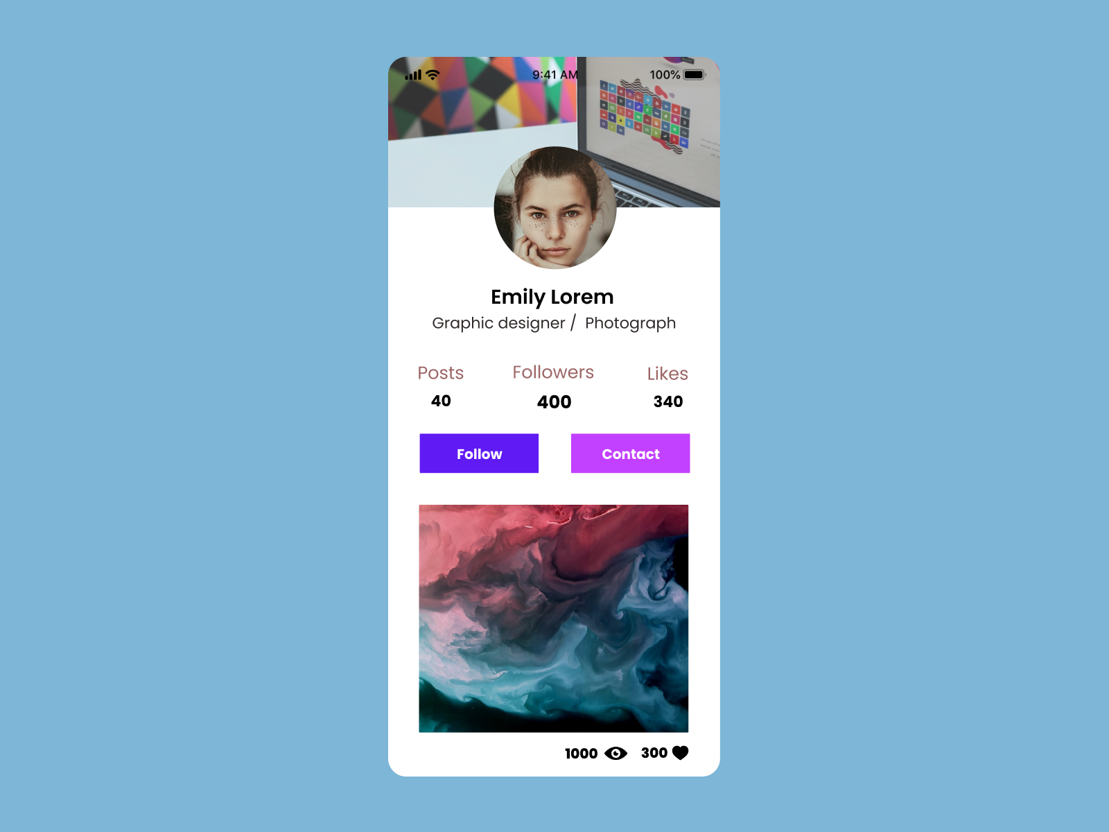 Daily UI 6 - User Profile by Oskar Ziolkowski on Dribbble