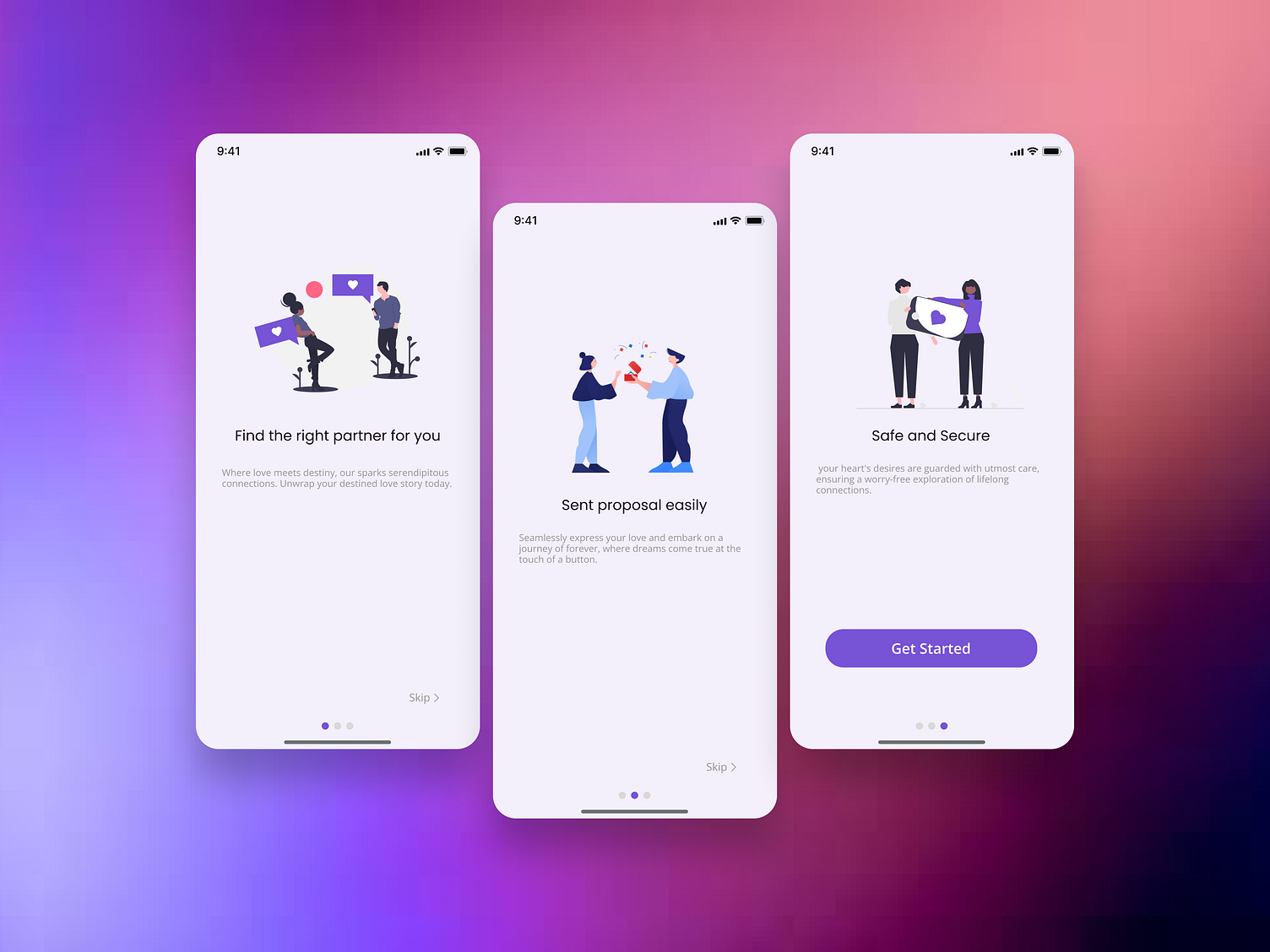 Matrimonial app onboarding screen by Manoj Singh Rawat on Dribbble