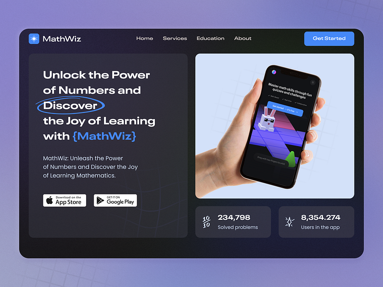 🧩 Landing for App Math Wiz by Violetta Shirkova on Dribbble