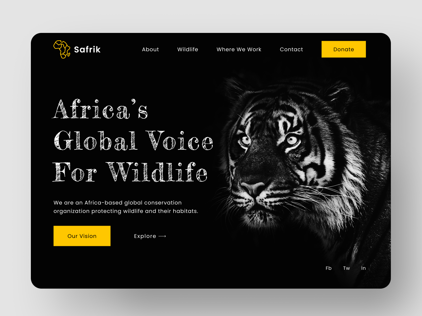 Safrik Wildlife Conservation Website by Olayiwola Tunde on Dribbble