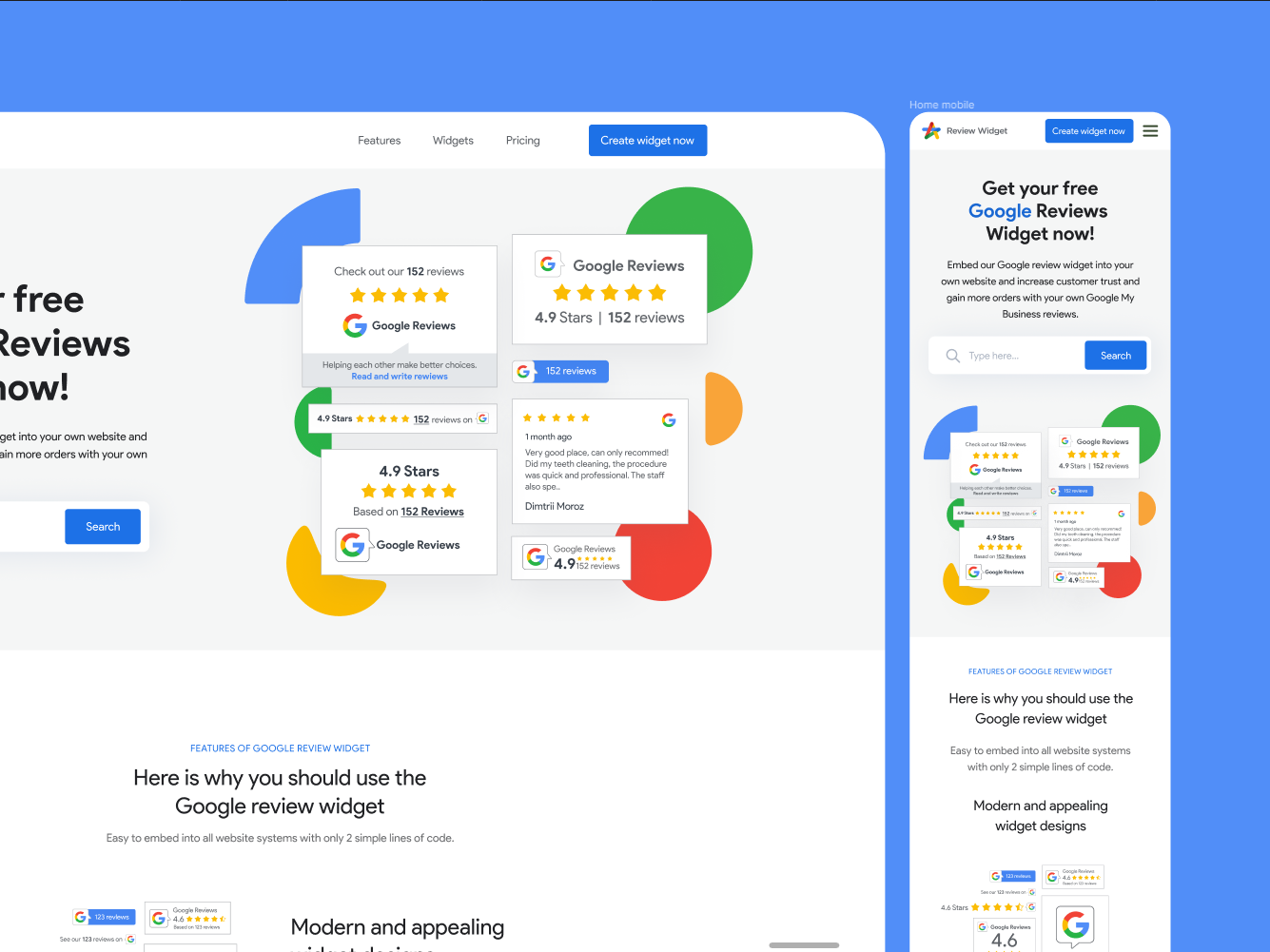 Google Review Widget Website UI/UX design by Rabiul I. (I knot the ...