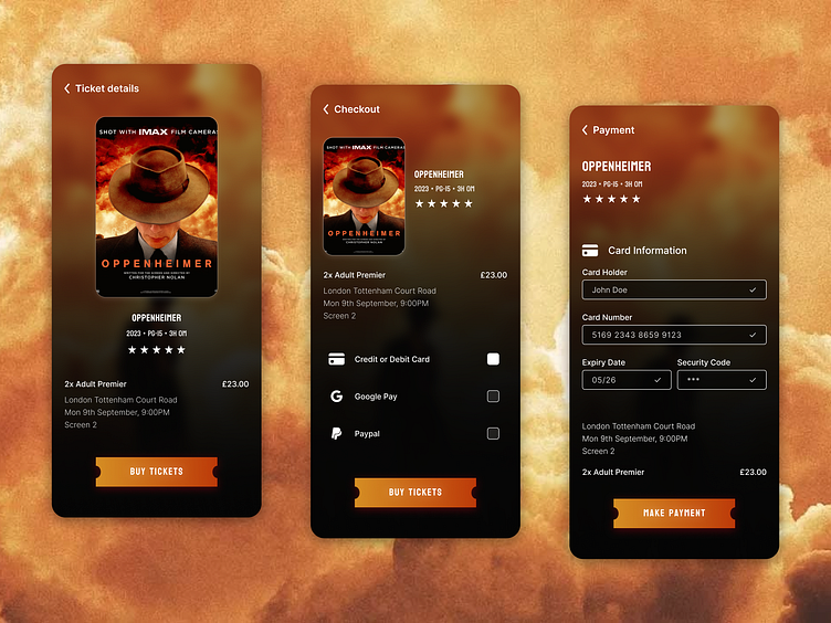 Daily UI 002 - Check out screens - Cinema Checkout by Sehej Sethi on ...