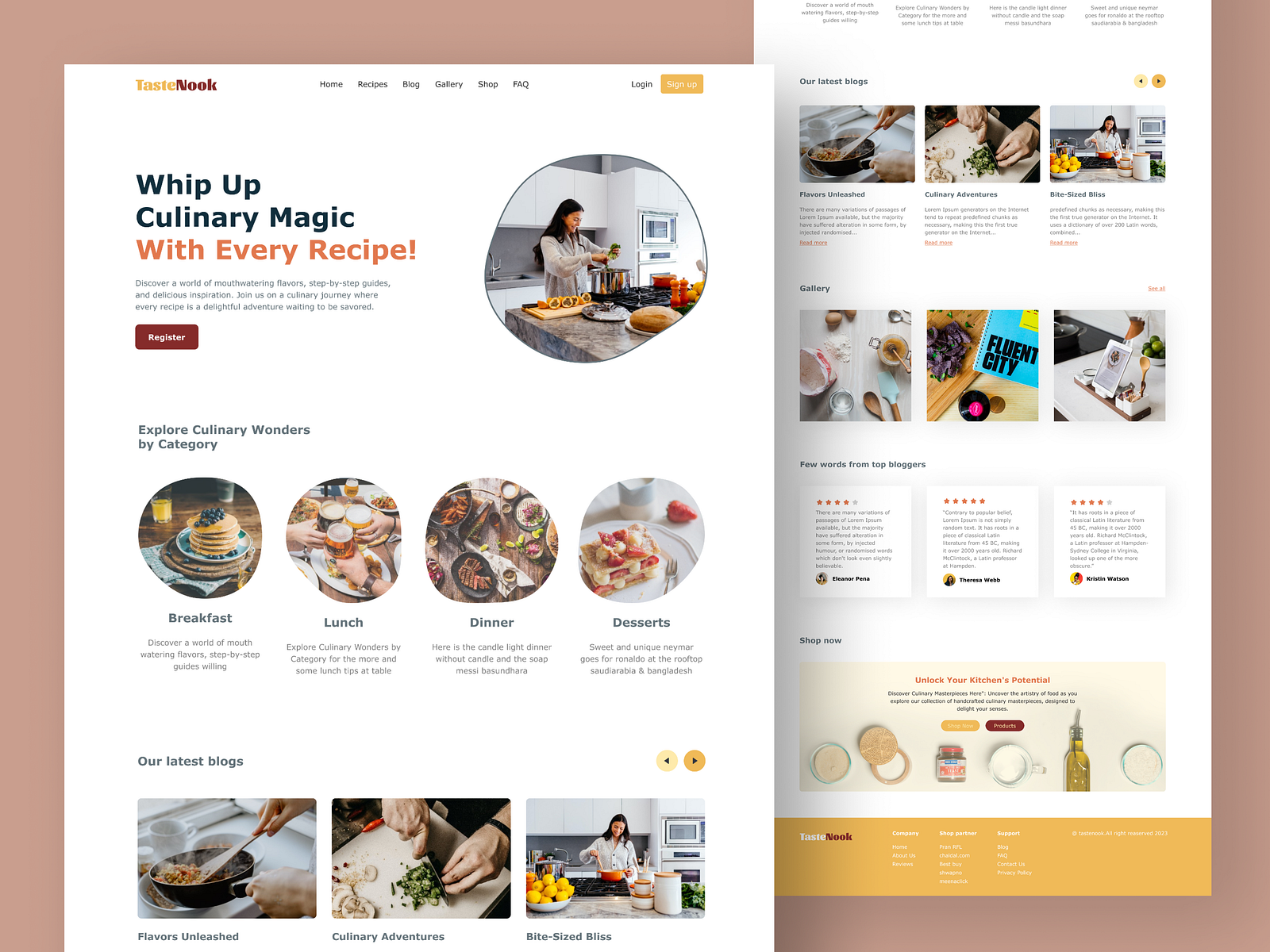 Cooking Blog Website Landing Page Design by Naim Talukder on Dribbble