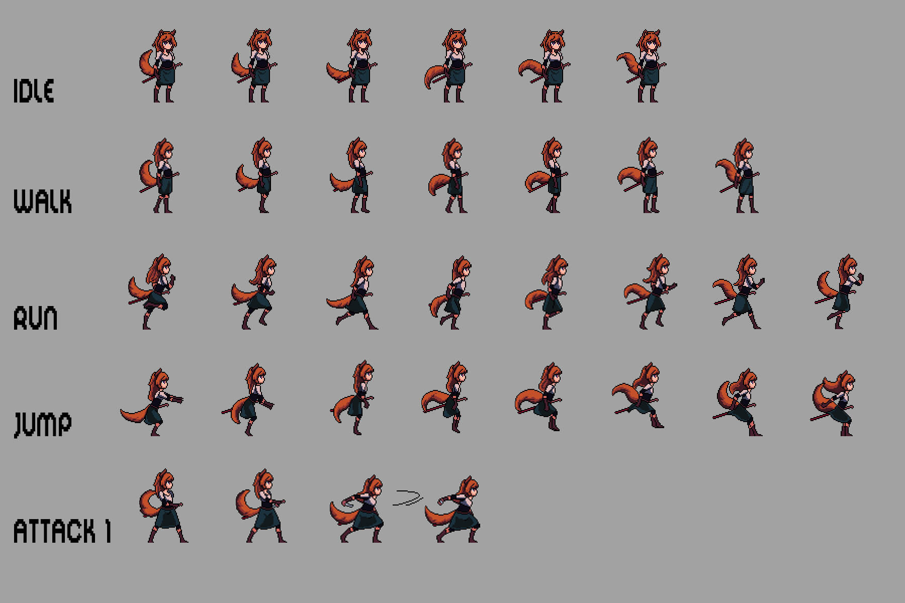 Bestial Anime Characters Pixel Art Sprite Pack by 2D Game Assets on ...