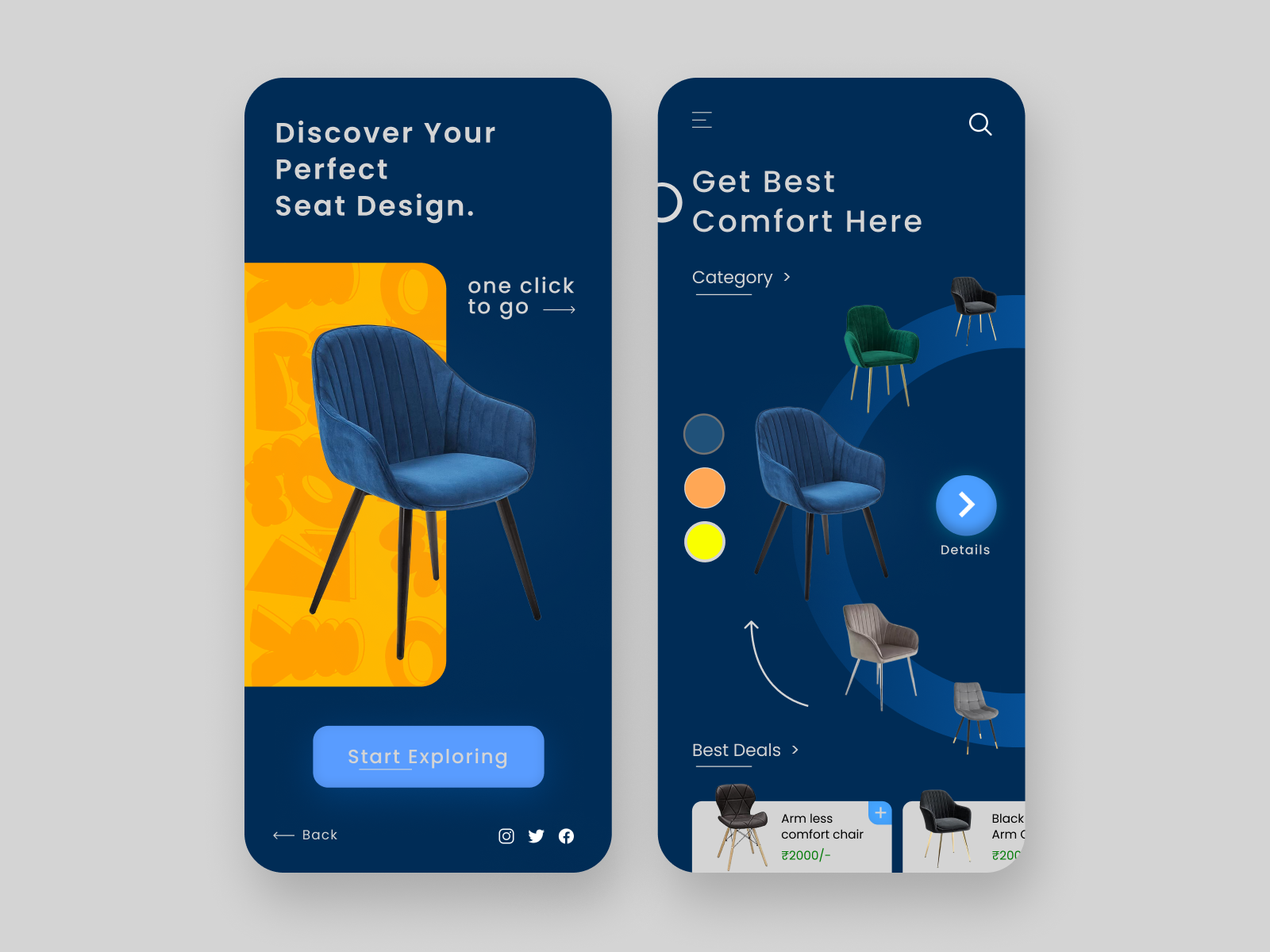 Chair App Ui Design 2 Layout By Aryan On Dribbble