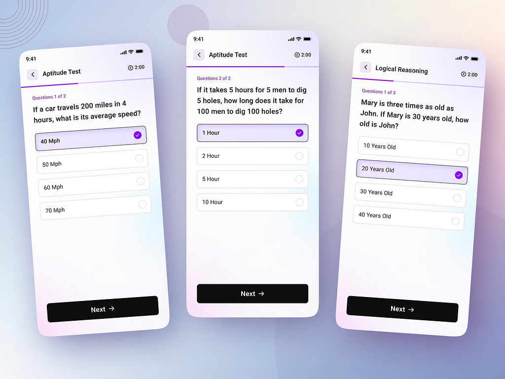 Quiz, Questionnaire, Mobile App by Octet Design Studio on Dribbble