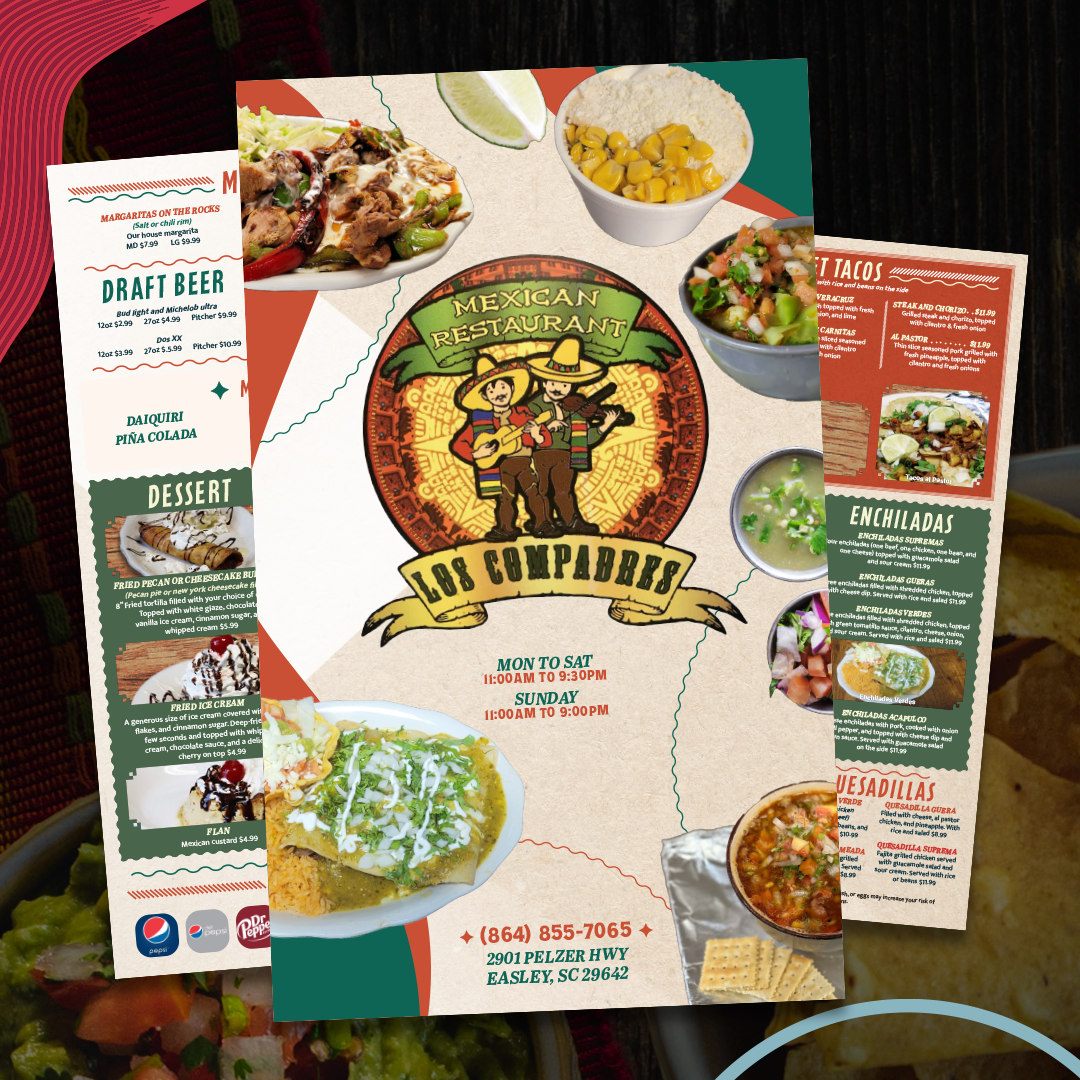Restaurant menu design - Los Compadres by Oscar Chena Garcia on Dribbble