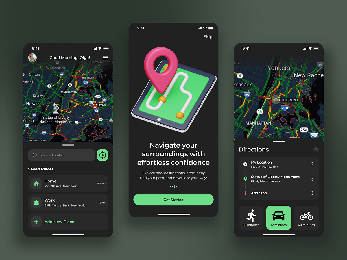 Map Navigation App design by Olga Bals on Dribbble