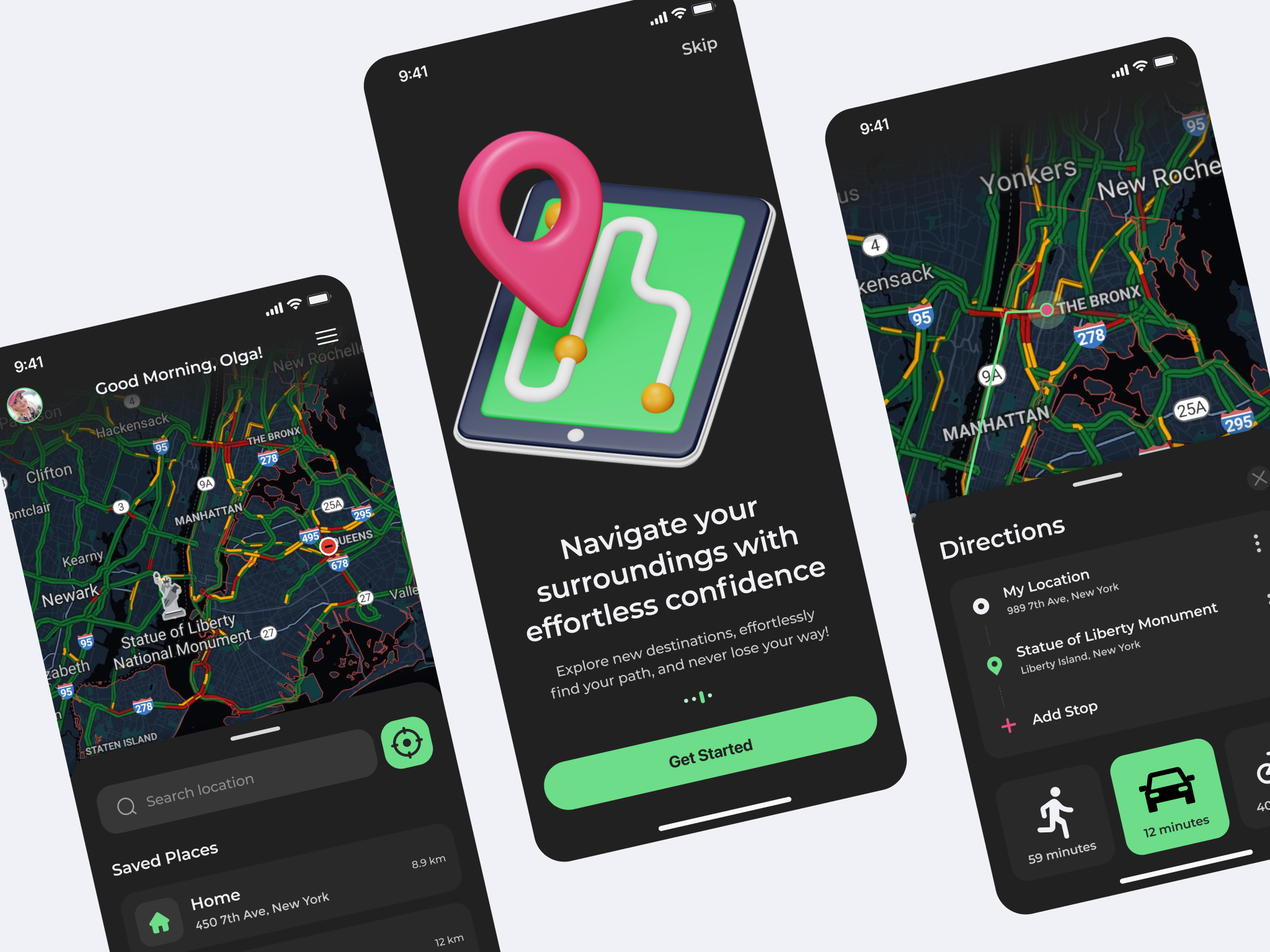 Map Navigation App design by Olga Bals on Dribbble