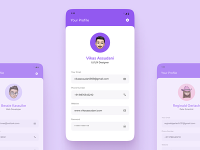 User Account Profile UI | Modern Profile Screen App UI Design by Vikas Assudani on Dribbble