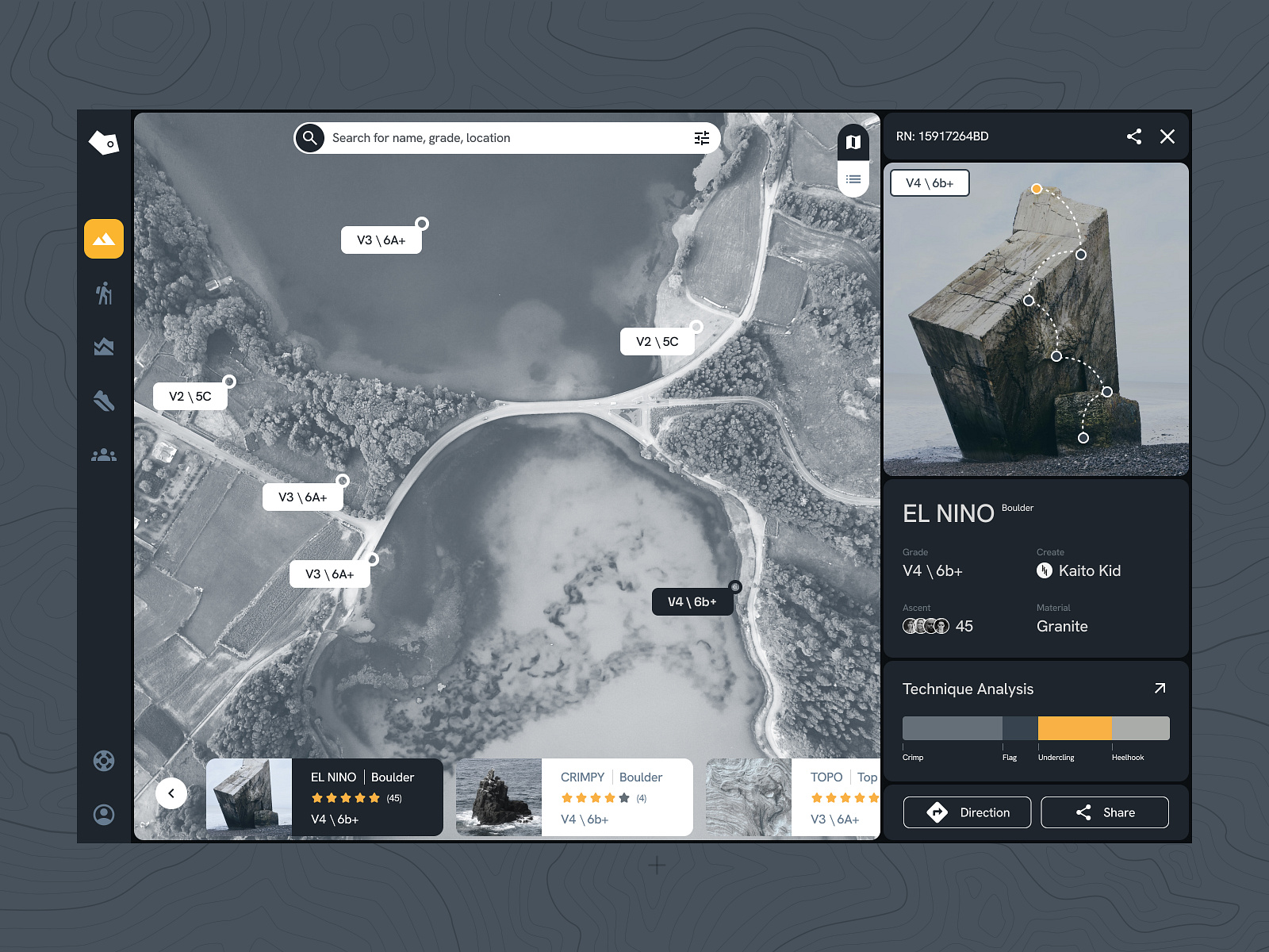 Outdoor Rock Climbing Map by Kaito Kid on Dribbble