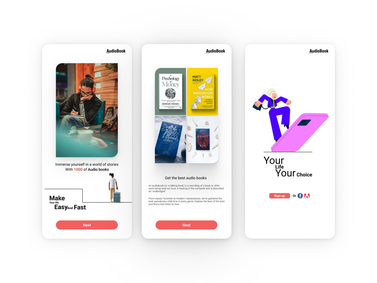 Audiobook UI Design by Golam Rabbani on Dribbble