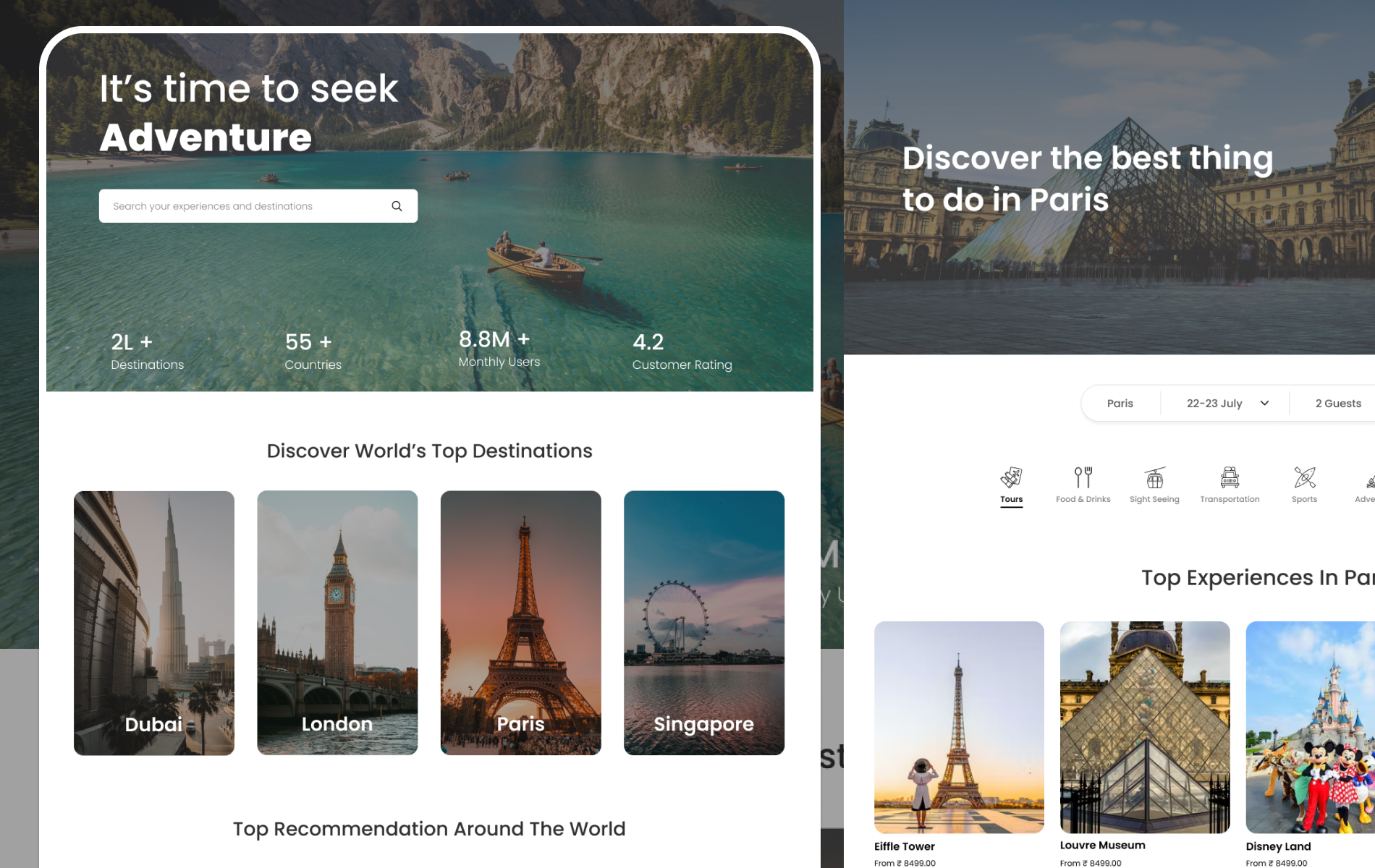 Travel Landing Screen designs, themes, templates and downloadable ...