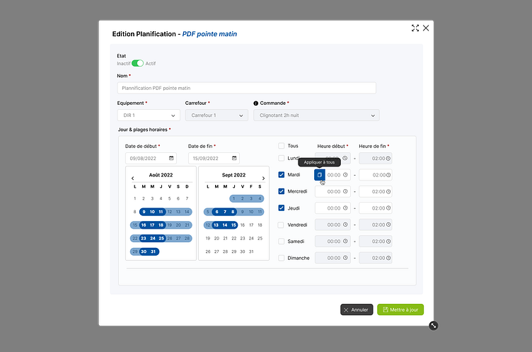 Popup modal command programming management by Jérémy Bérenger on Dribbble