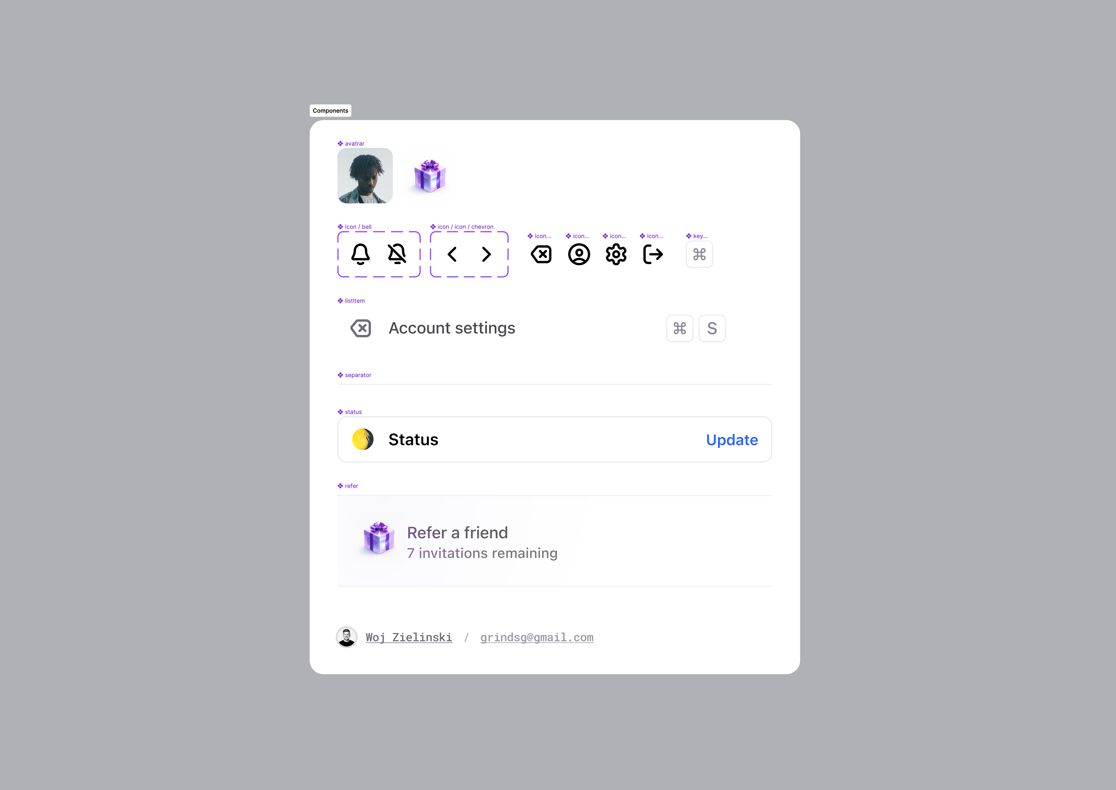 Patterns - profileMenu + Figma by Wojciech Zieliński on Dribbble