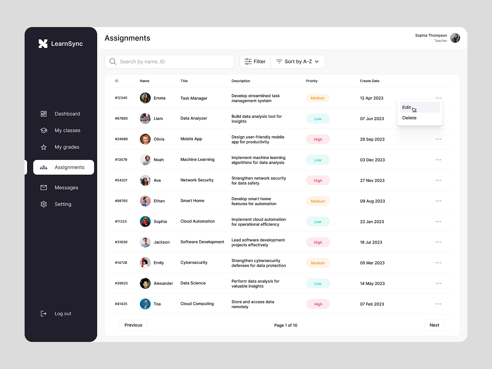 Table Filters and Sorting by Vladyslava Mykhailenko on Dribbble