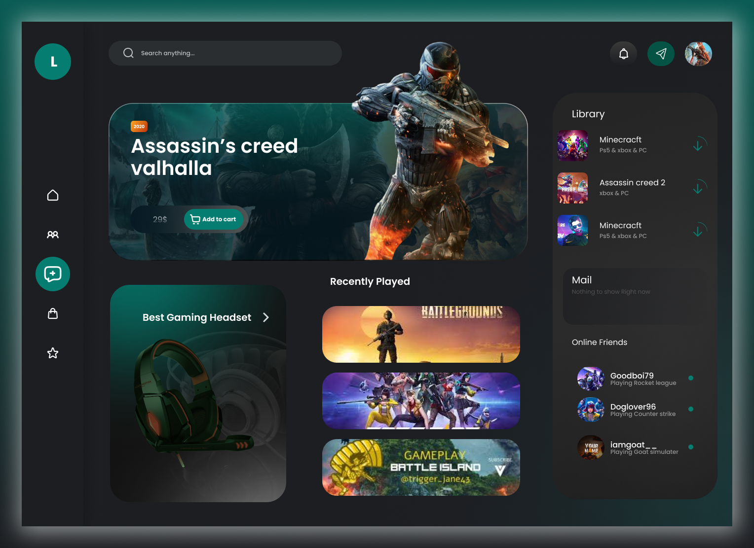 Gaming dashboard by Sanjay Das on Dribbble