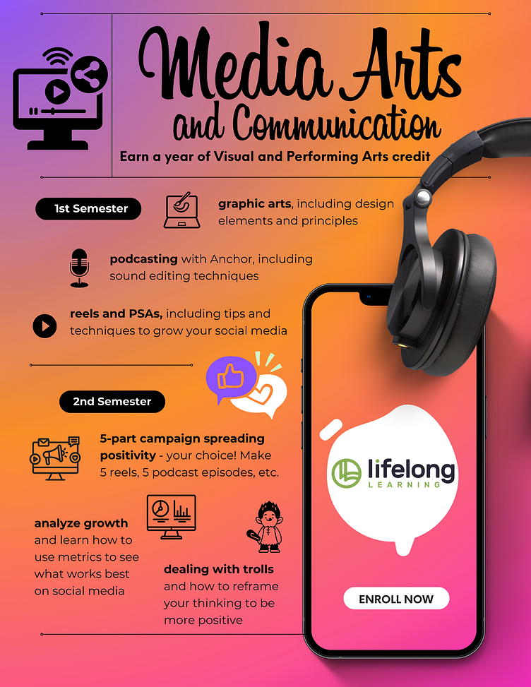 Media Arts course flyer by Sue Selle on Dribbble