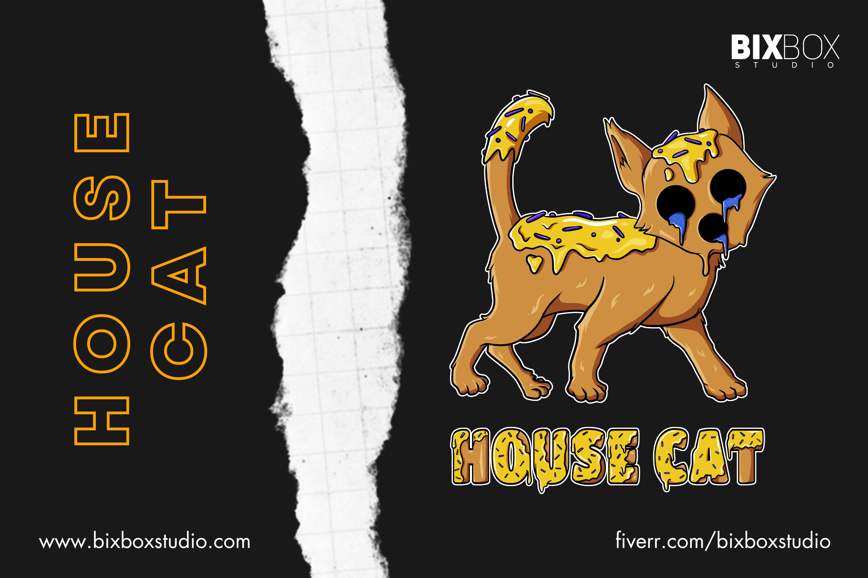 Melting Cartoon Character Design - Donut Cat by BixBox Studio on Dribbble