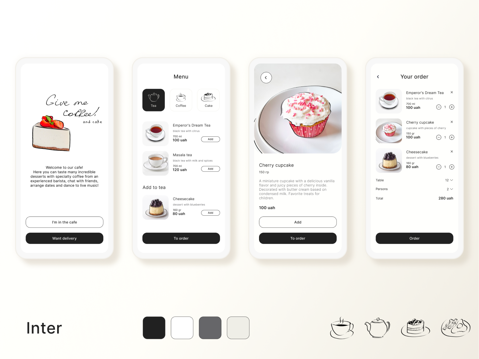 GiveMeCoffee - App design for Cafe by Anastasiia Timoshenko on Dribbble