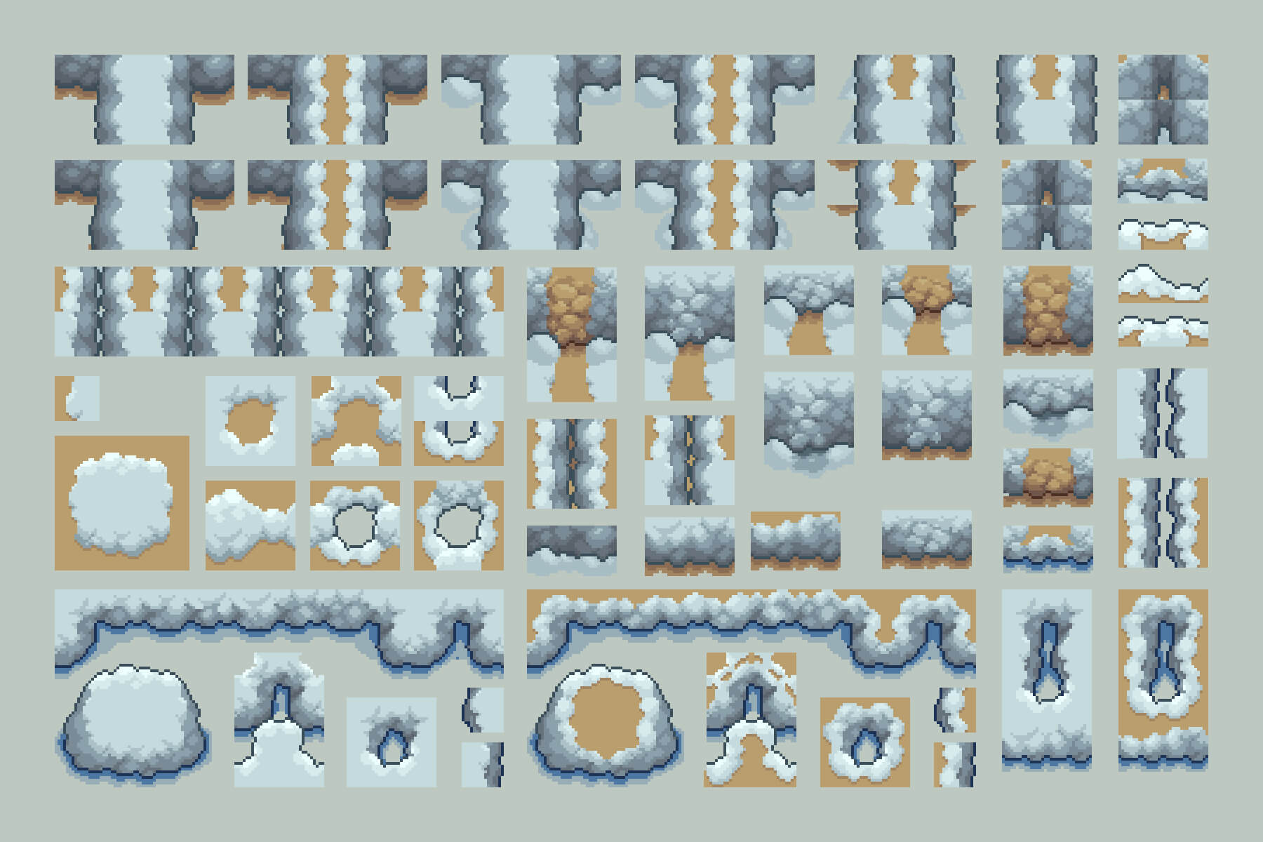 Winter Top-Down Pixel Art Tileset for RPG by 2D Game Assets on Dribbble