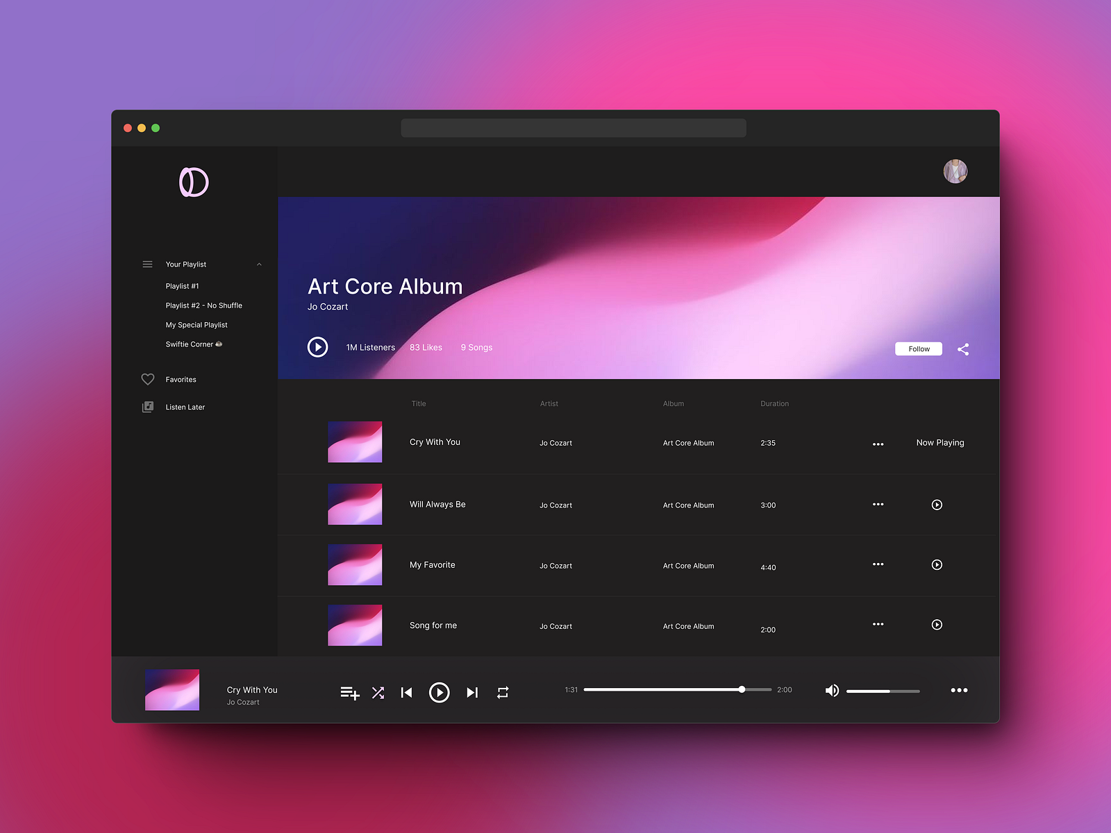 Music Player Website by Joanna Camille Butil on Dribbble