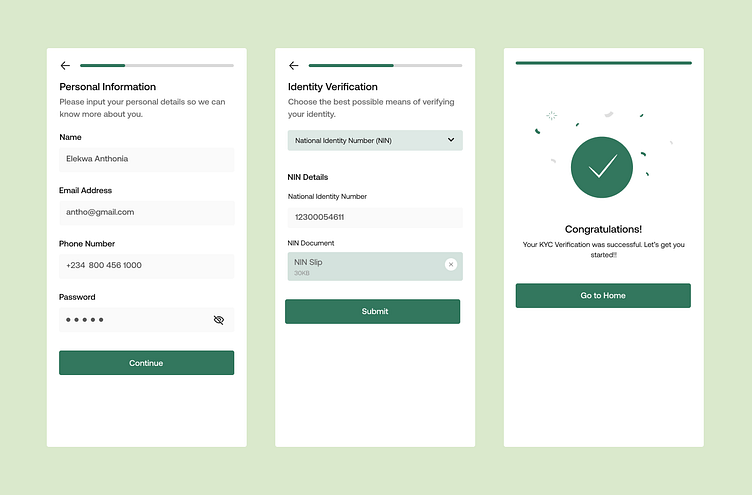 KYC Verification UI by Ijelekhai Faith Olohijere on Dribbble