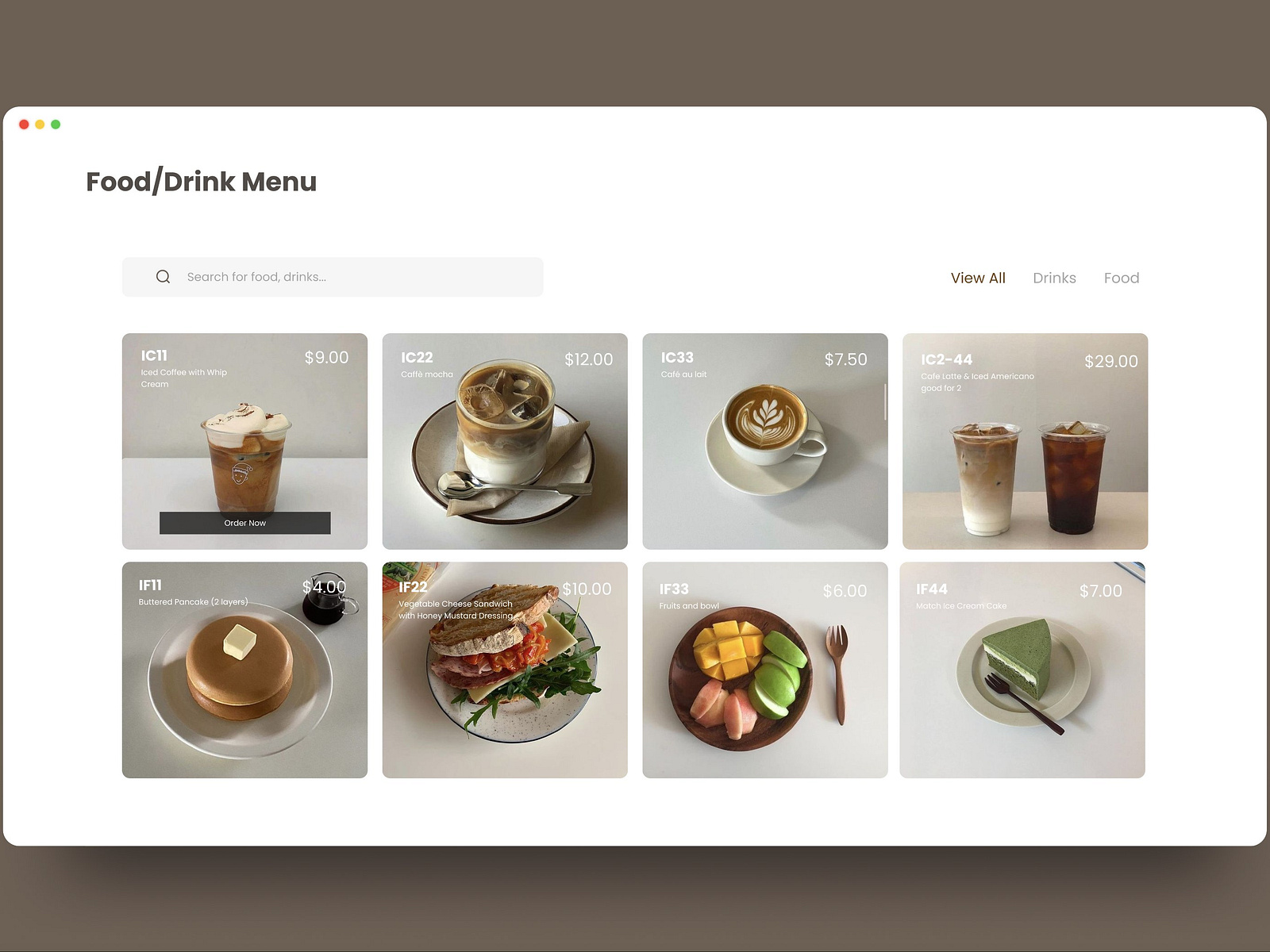 Food/Drink Menu UI Design by Joanna Camille Butil on Dribbble