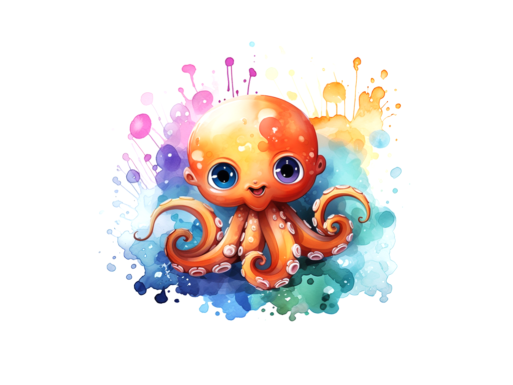 Cute octopus smilling on the colorfull splater by maruticreative on ...