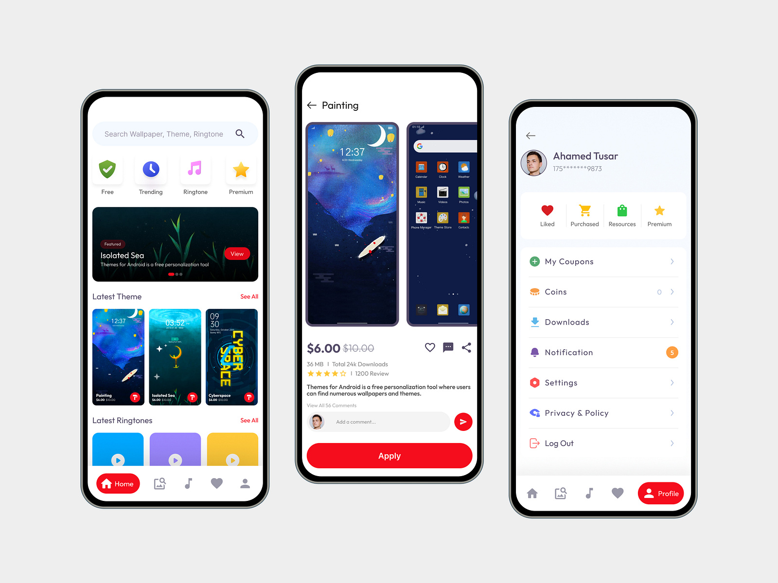 Theme Store App by Sultan M. for Netro Systems on Dribbble